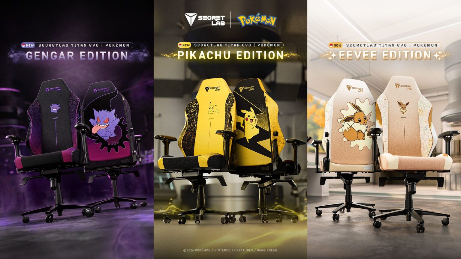 Neue Pokémon-Kollektion: Secretlab bringt Pikachu, Evoli und Gengar zum ...